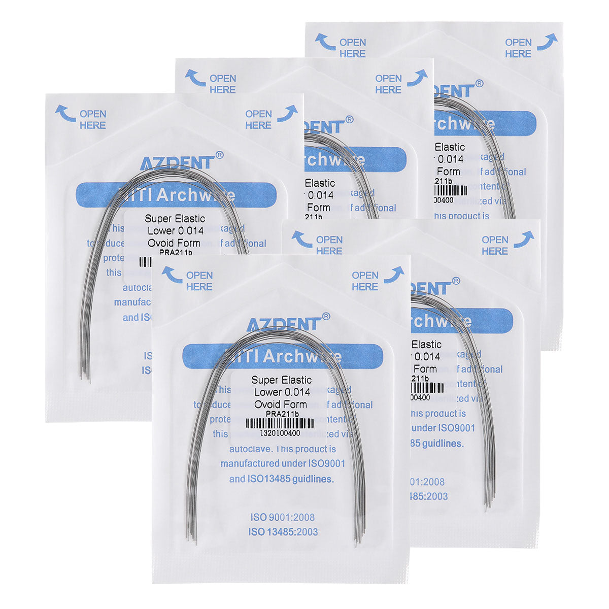 AZDENT Archwire NiTi Super Elastic Ovoid Round 0.014 Lower 10pcs/Pack