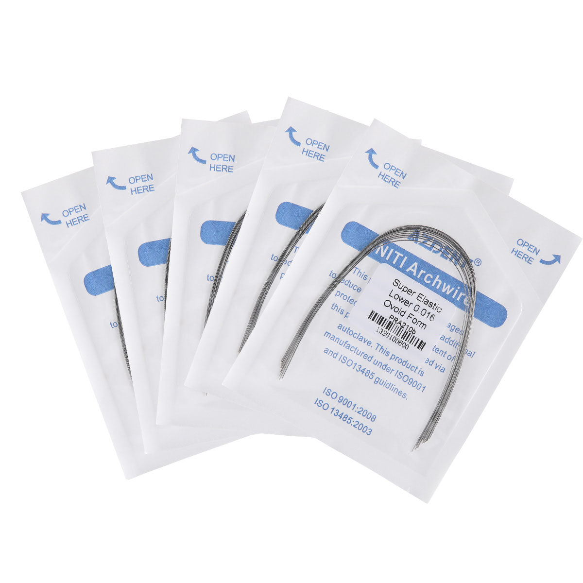 AZDENT Archwire NiTi Super Elastic Ovoid Round 0.016 Lower 10pcs/Pack