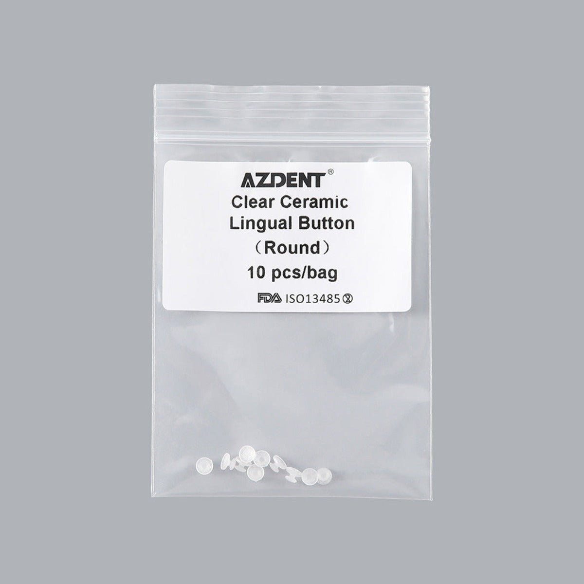 AZDENT Dental Lingual Button Bondable Composite Clear Ceramic Round/Re