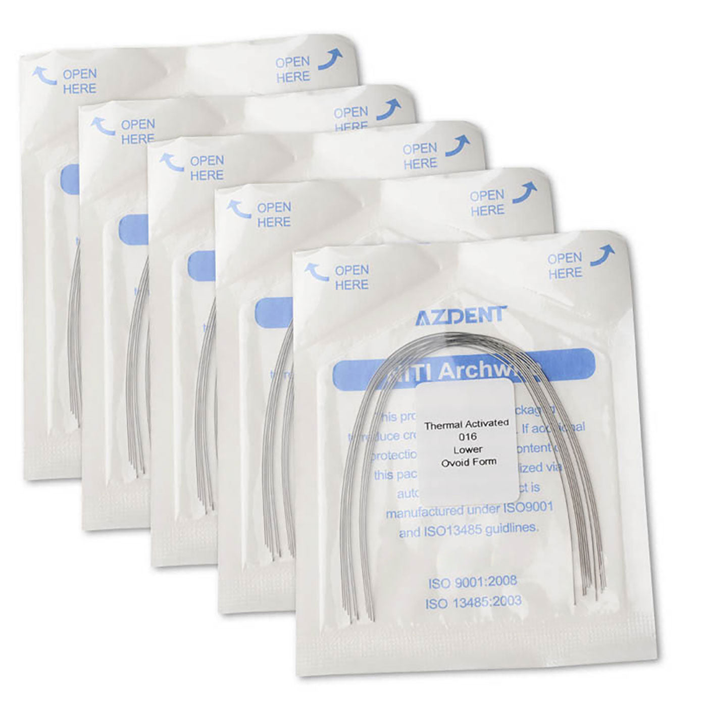 AZDENT Thermal Active NiTi Arch Wire Ovoid Form Round 0.016 Lower 10pc