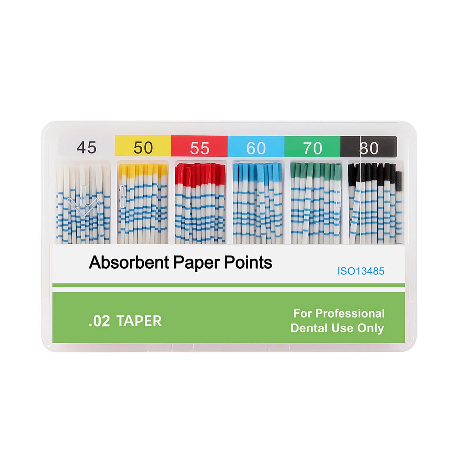 Absorbent Paper Points with Scale 45-80# Taper Size 0.02 Color Coded 2 ...