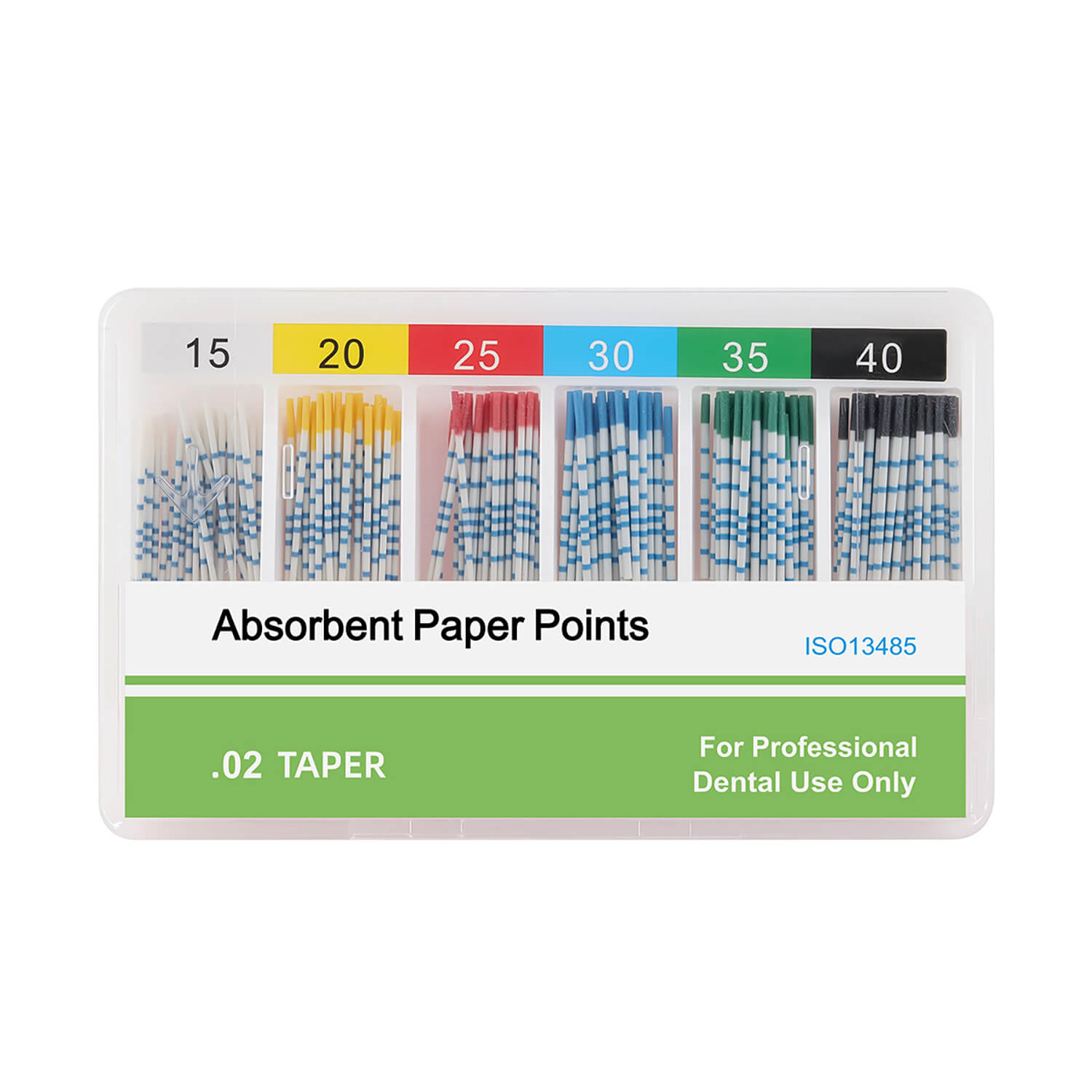 Absorbent Paper Points with Scale 15-40# Taper Size 0.02 Color Coded 2 ...