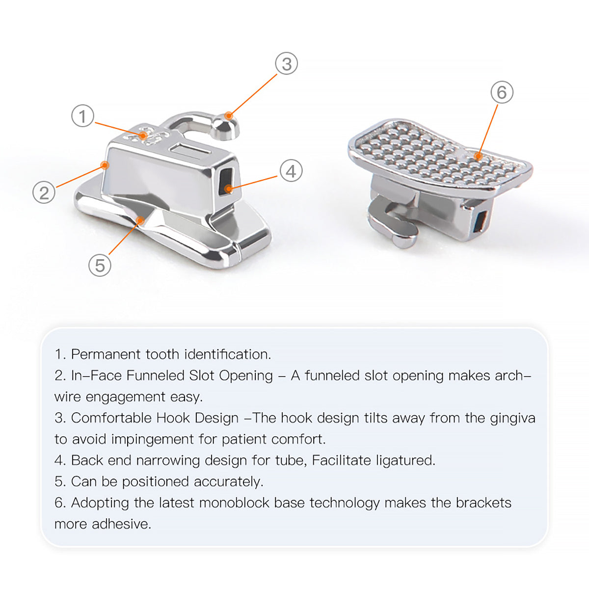 AZDENT Dental Orthodontic Self-Ligating Brackets Spherical Monoblock R