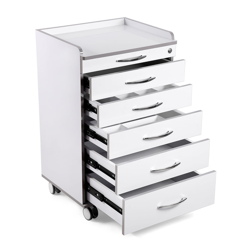 Dental NW-P5 Acrylic Mobile Cabinet Cart Five Drawers & Two Instrument ...
