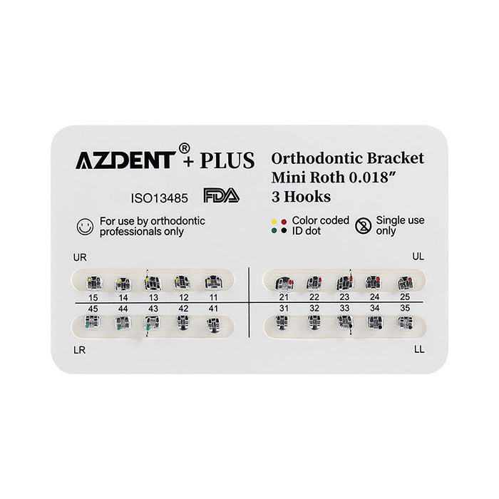 AZDENT PLUS Dental Metal Brackets Braces Mini Roth/MBT .022/.018 Hooks