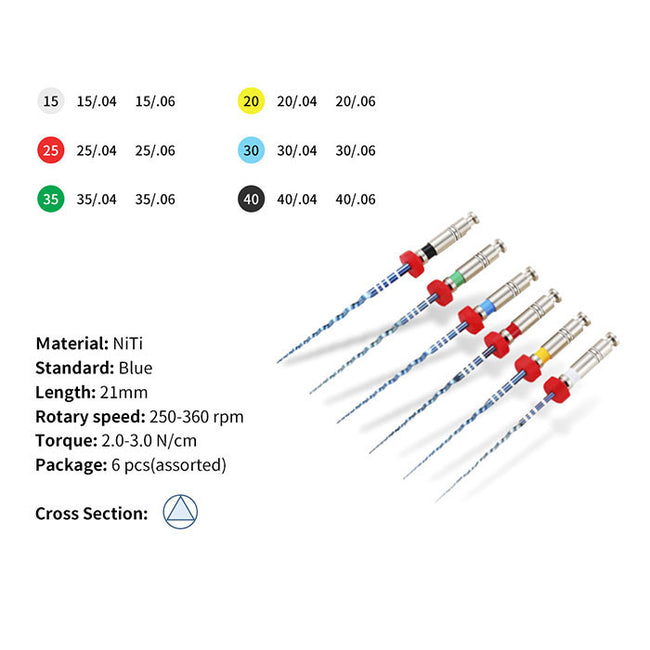 Dental NiTi Endo Blue Engine Use Rotary File 21mm/25mm Taper .04/.06