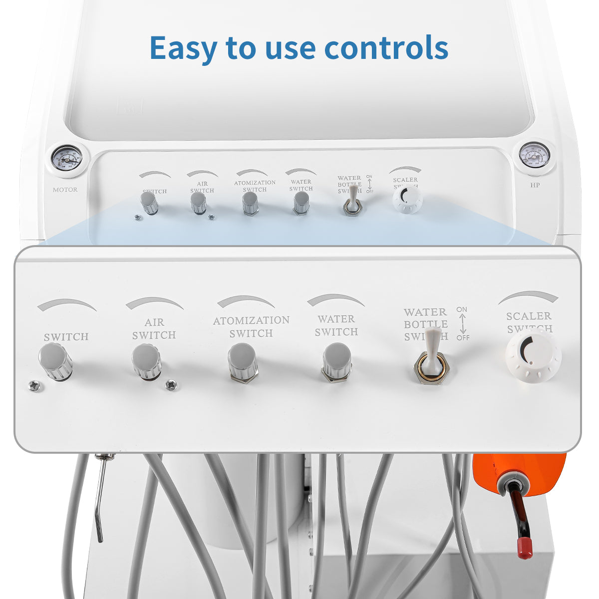 Portable Dental Mobile Cart Delivery Unit 4 Holes with Air Compressor ...