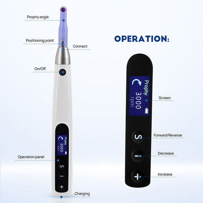 Dental Cordless Hygiene Prophy Handpiece 6 Speed Settings Prophy Angle