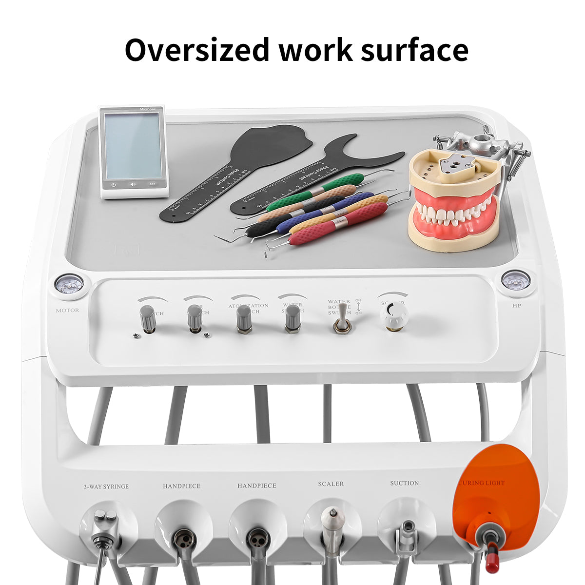 Portable Dental Mobile Cart Delivery Unit 4 Holes with Air Compressor ...