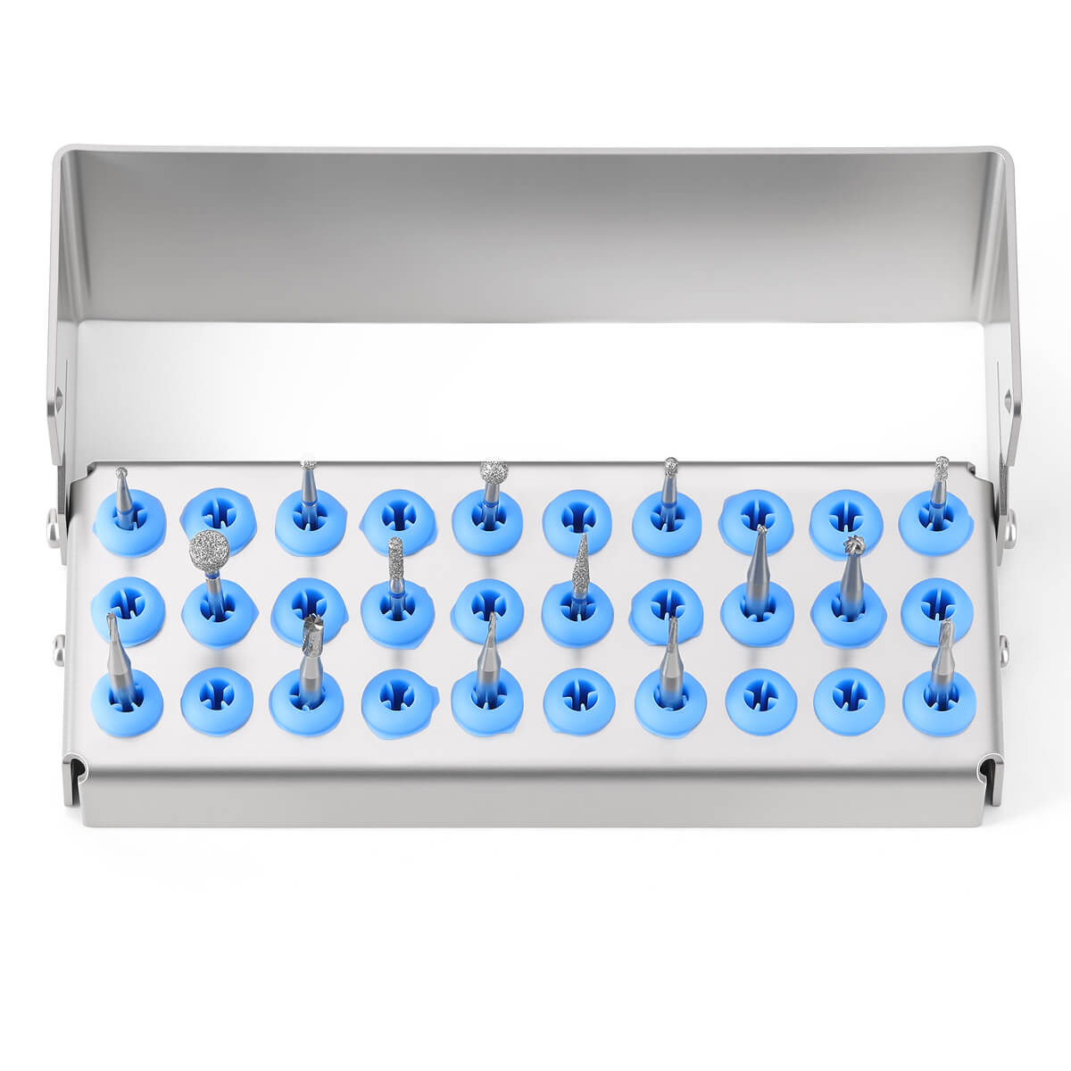 Dental Burs Holder Block Stainless Steel Disinfection Box 30 Holes – AZDENT