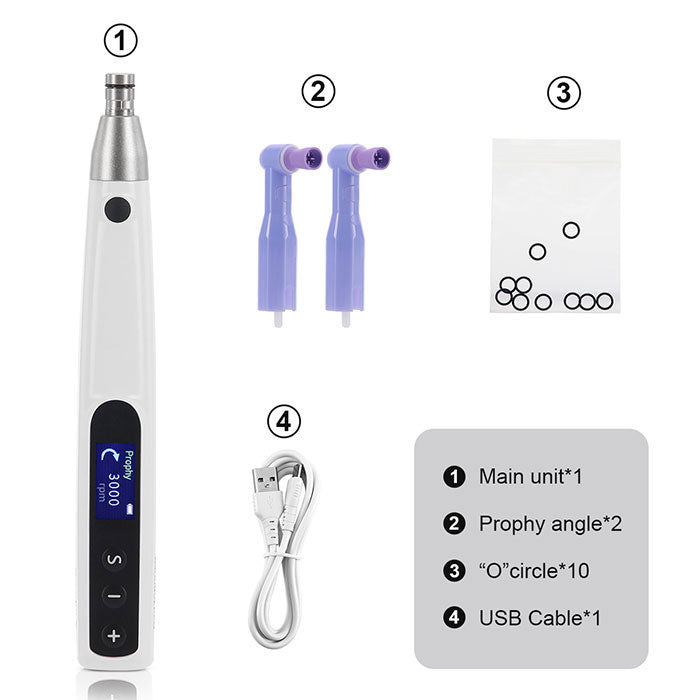 Dental Cordless Hygiene Prophy Handpiece 6 Speed Settings Prophy Angle ...