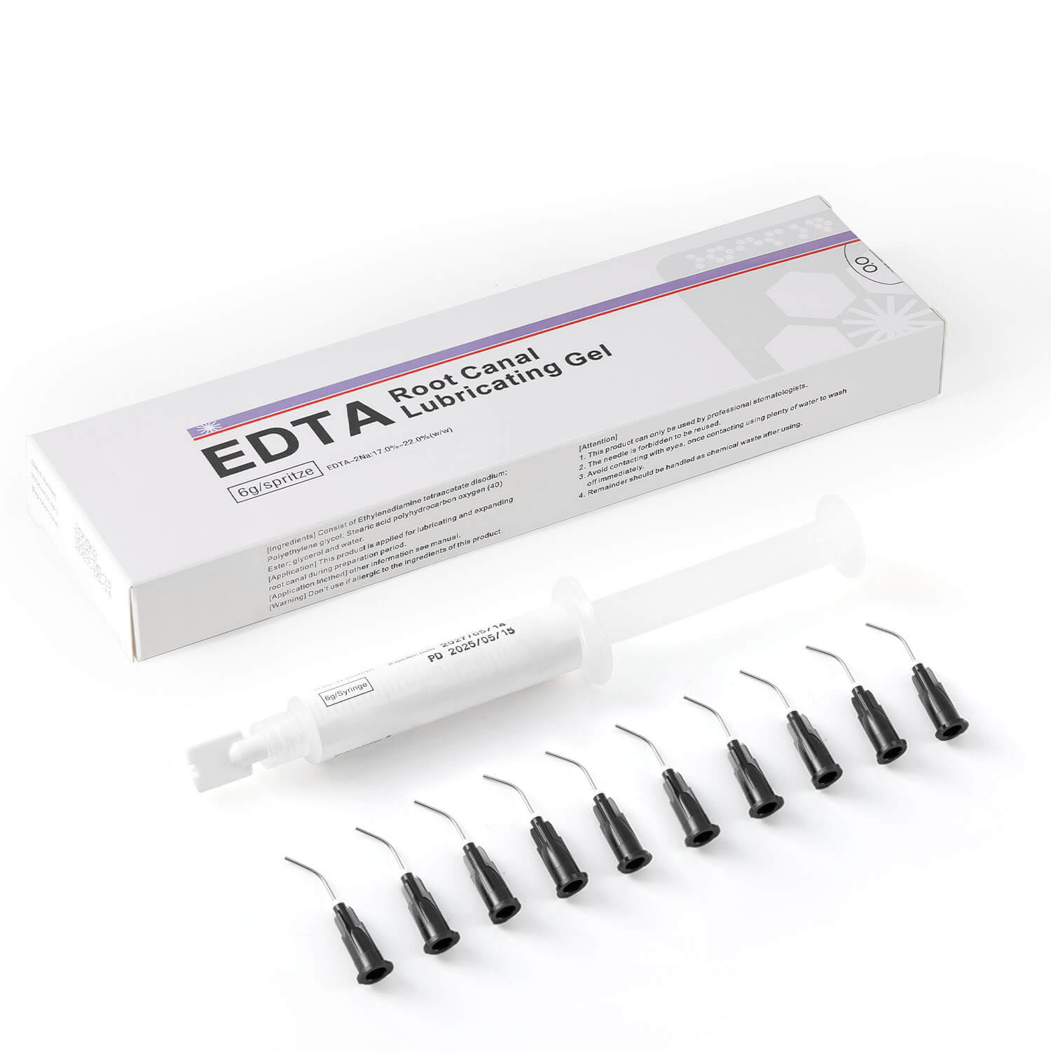 Dental EDTA Root Canal Lubricating Gel 6g Syringe with 10pcs Needles ...