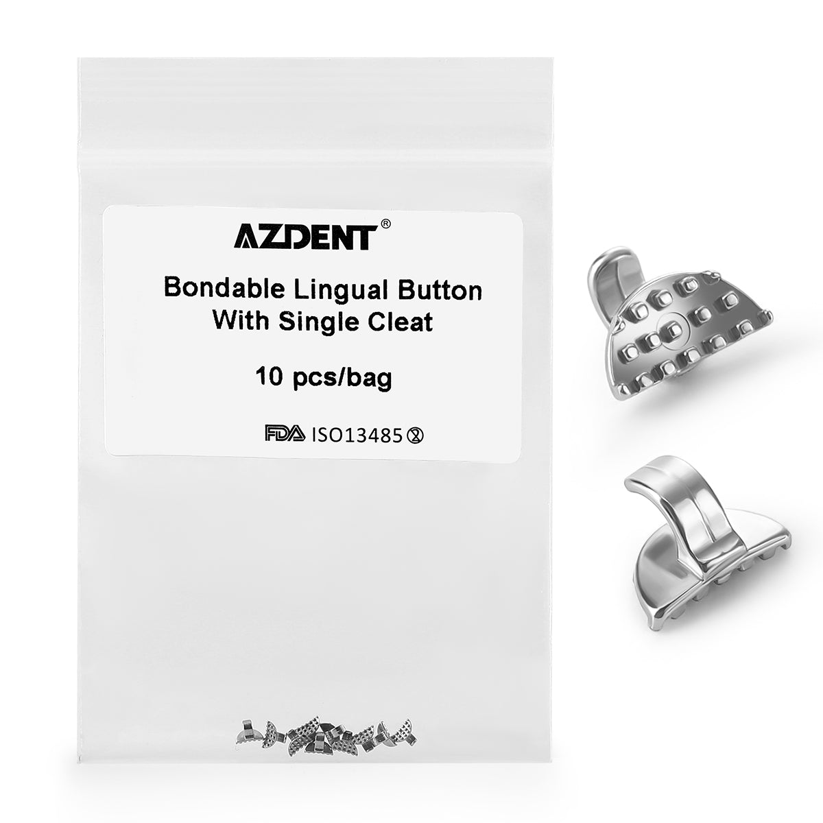 AZDENT Dental Bondable Metal Lingual Button Single Wing 10pcs/Bag