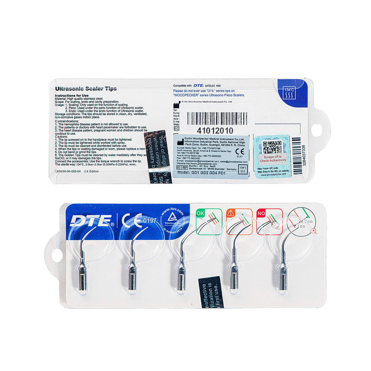 Woodpecker Ultrasonic Scaler Tips for DTE D1 Series 5pcs/Set – AZDENT