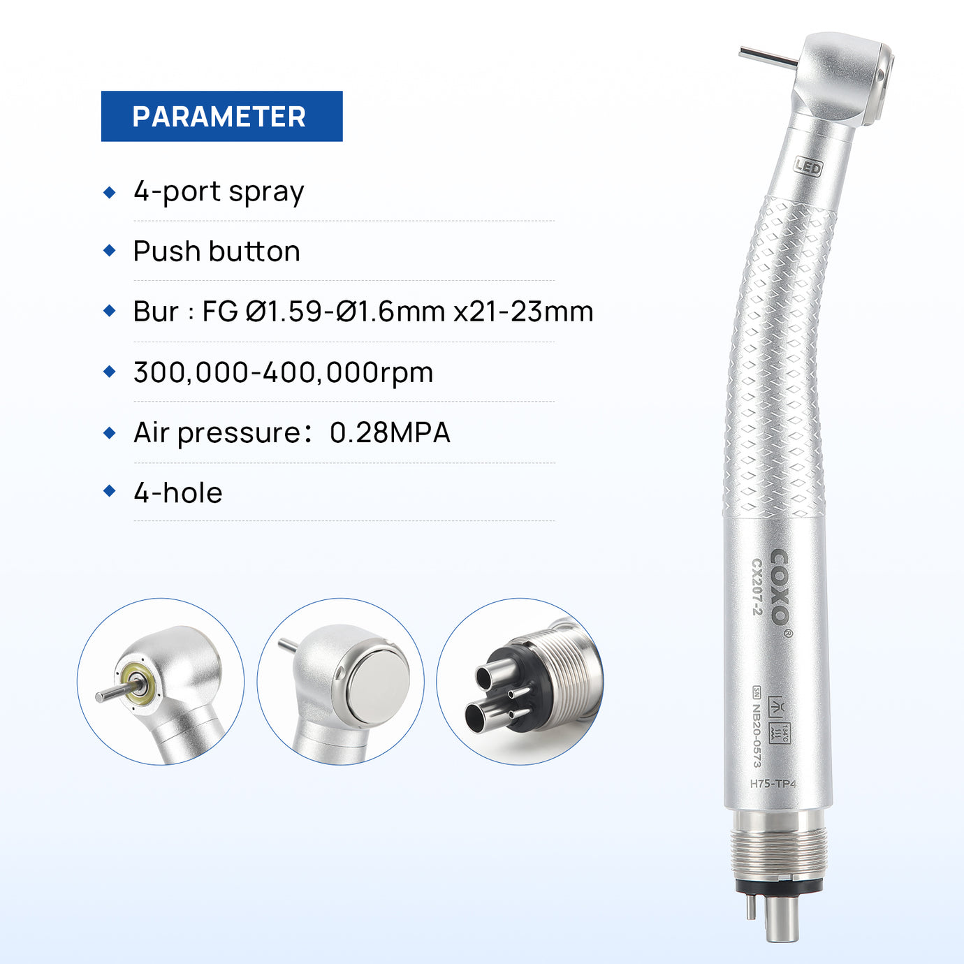 COXO LED High Speed Air Turbine Handpiece with Generator Torque Head S ...