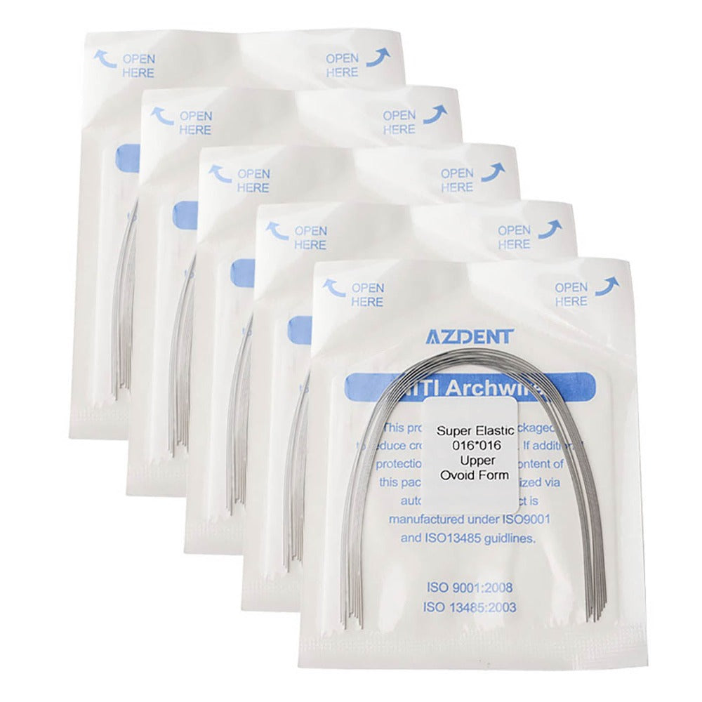 AZDENT Orthodontic Archwire Niti Super Elastic Ovoid Form Rectangular 0.016 x 0.016 Upper 10pcs/Pack