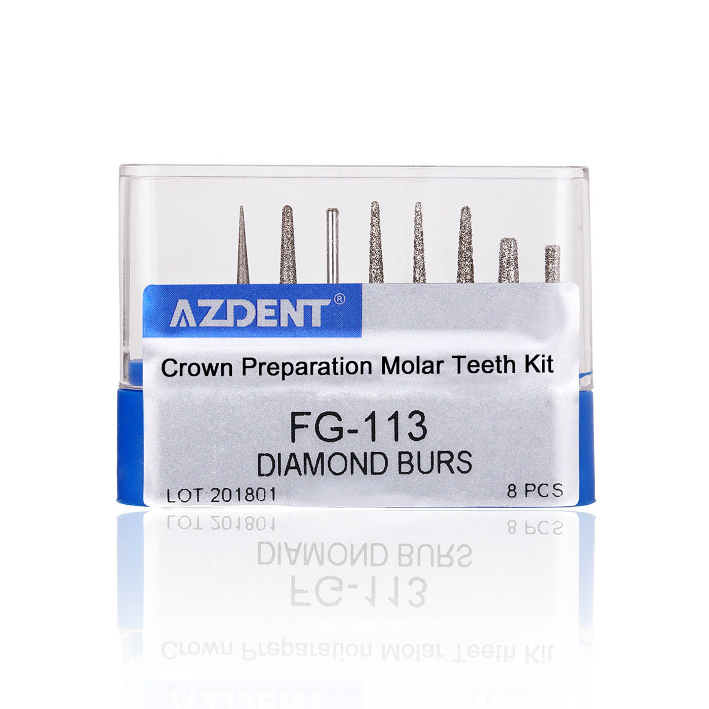 AZDENT Dental Diamond Bur FG-113 Crown Preparation Molar Teeth Kit 8pc