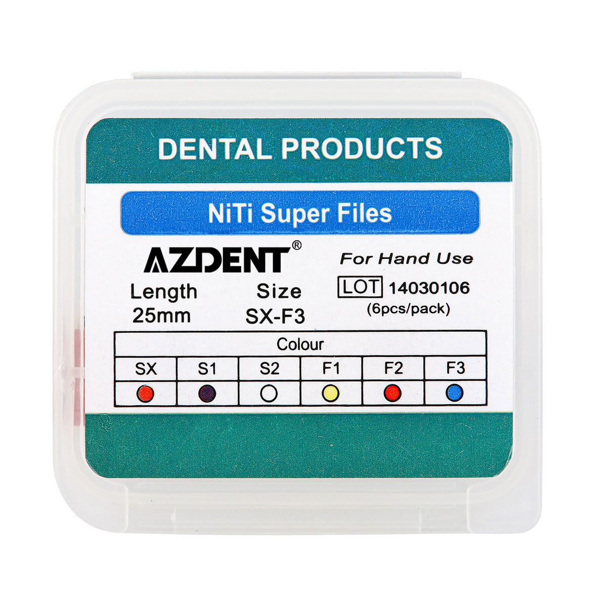 AZDENT Dental Endodontics NiTi Hand Use Super Rotary File 25mm SX-F3 6