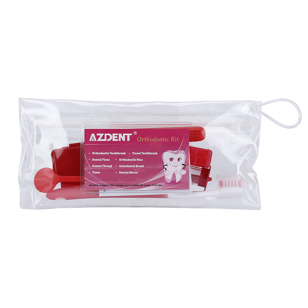 AZDENT Orthodontic Kit Toothbrush Interdental Brush Floss Mirror Wax T