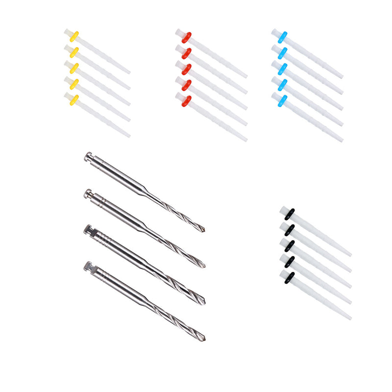 Dental Quartz Fiber Post Teeth Restore 4 pcs drills and 20 pcs fiber p