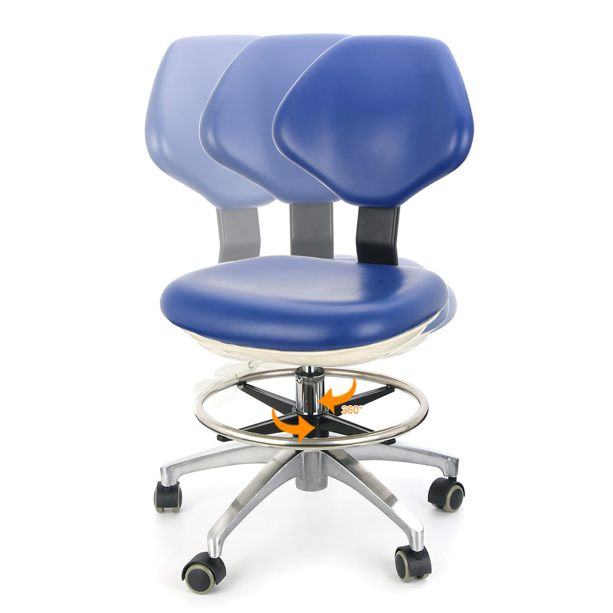 Dental Doctor Stool With Adjustable Seat And Backrest 360-Degree Rotat
